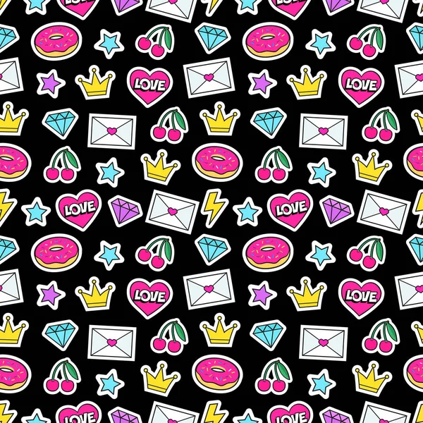 Cute Modern Girly Seamless Colorful Pattern Fashion Patches Crown ...