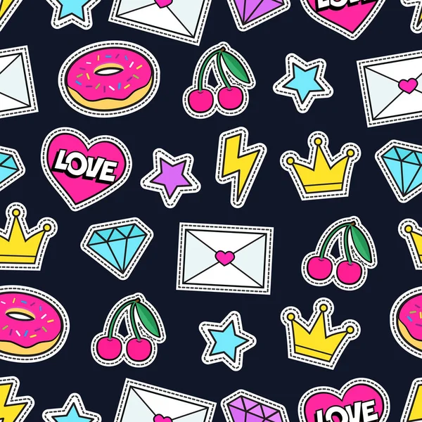 Cute Modern Girly Seamless Colorful Pattern Fashion Patches Crown ...