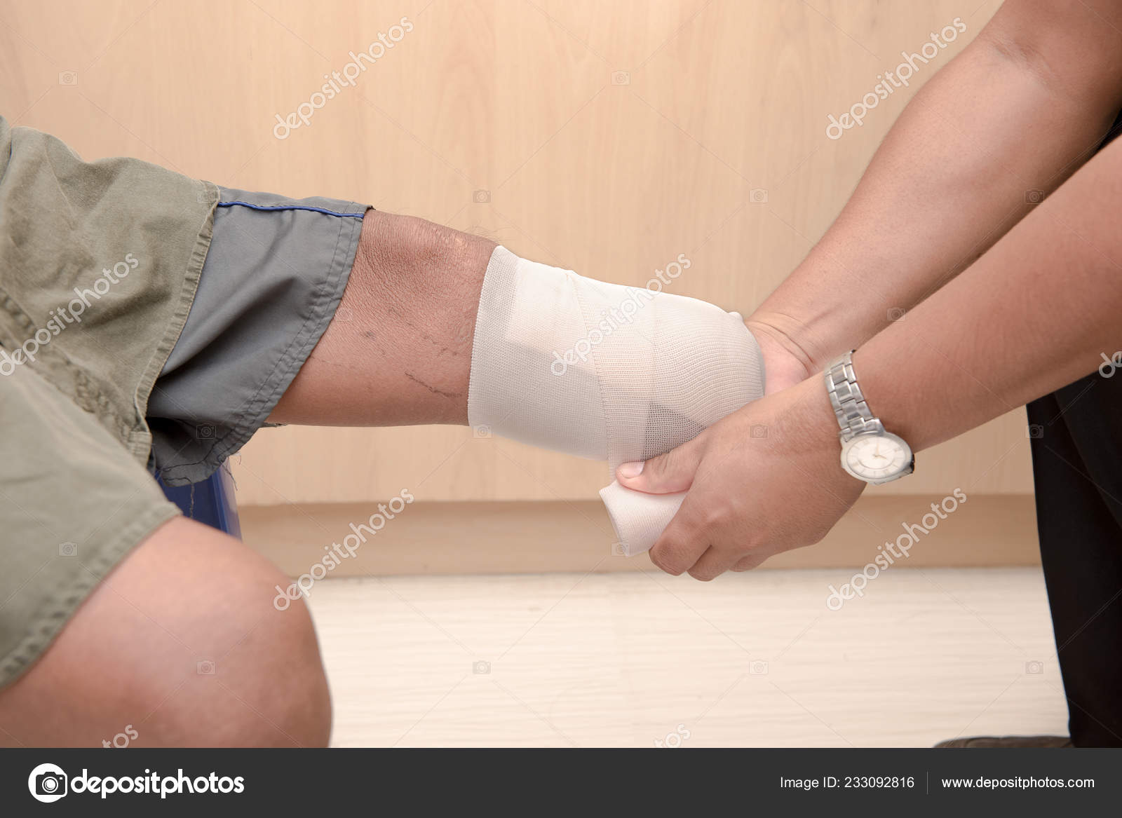 Knee Stump Bandaging Amputee Bka Prothesis Preparing Stock Photo by ...