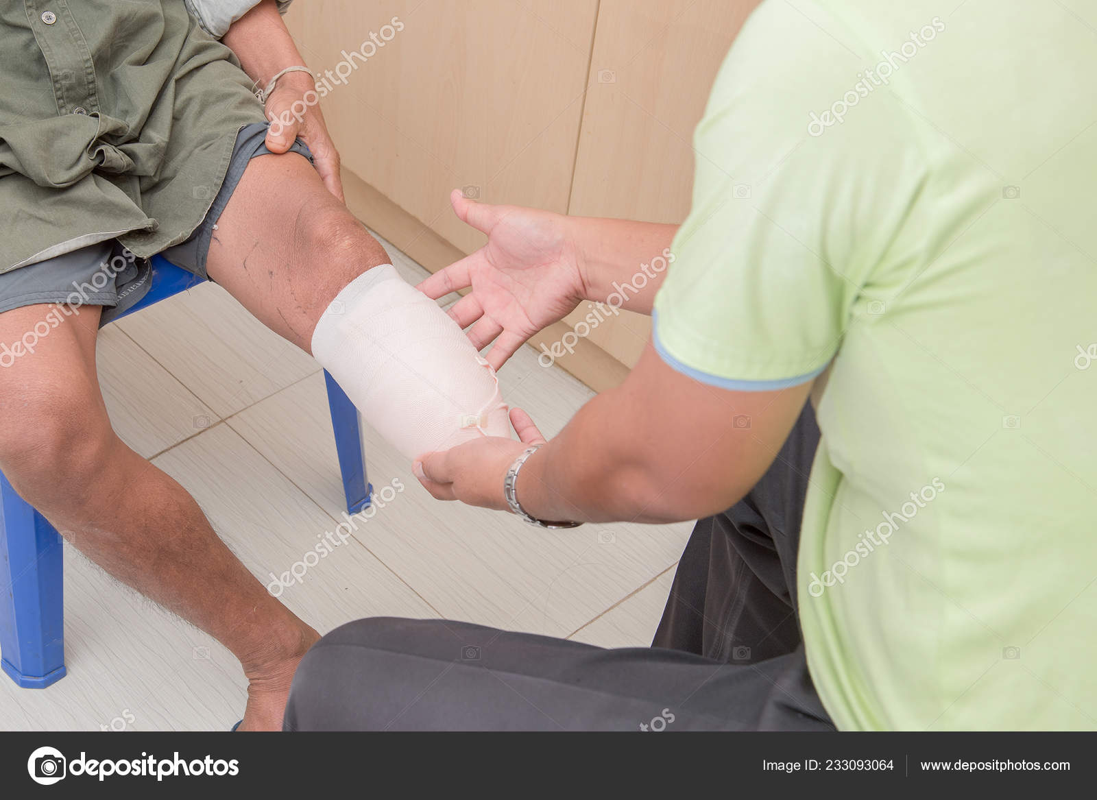 Knee Stump Bandaging Amputee Bka Prothesis Preparing Stock Photo by ...