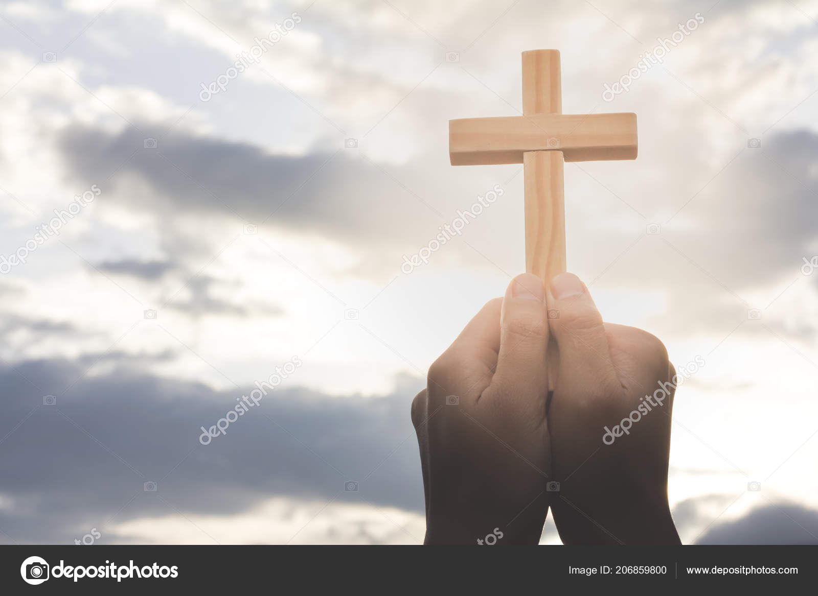 Human Hand Holding Cross Background Sunrise Concept Christian ...