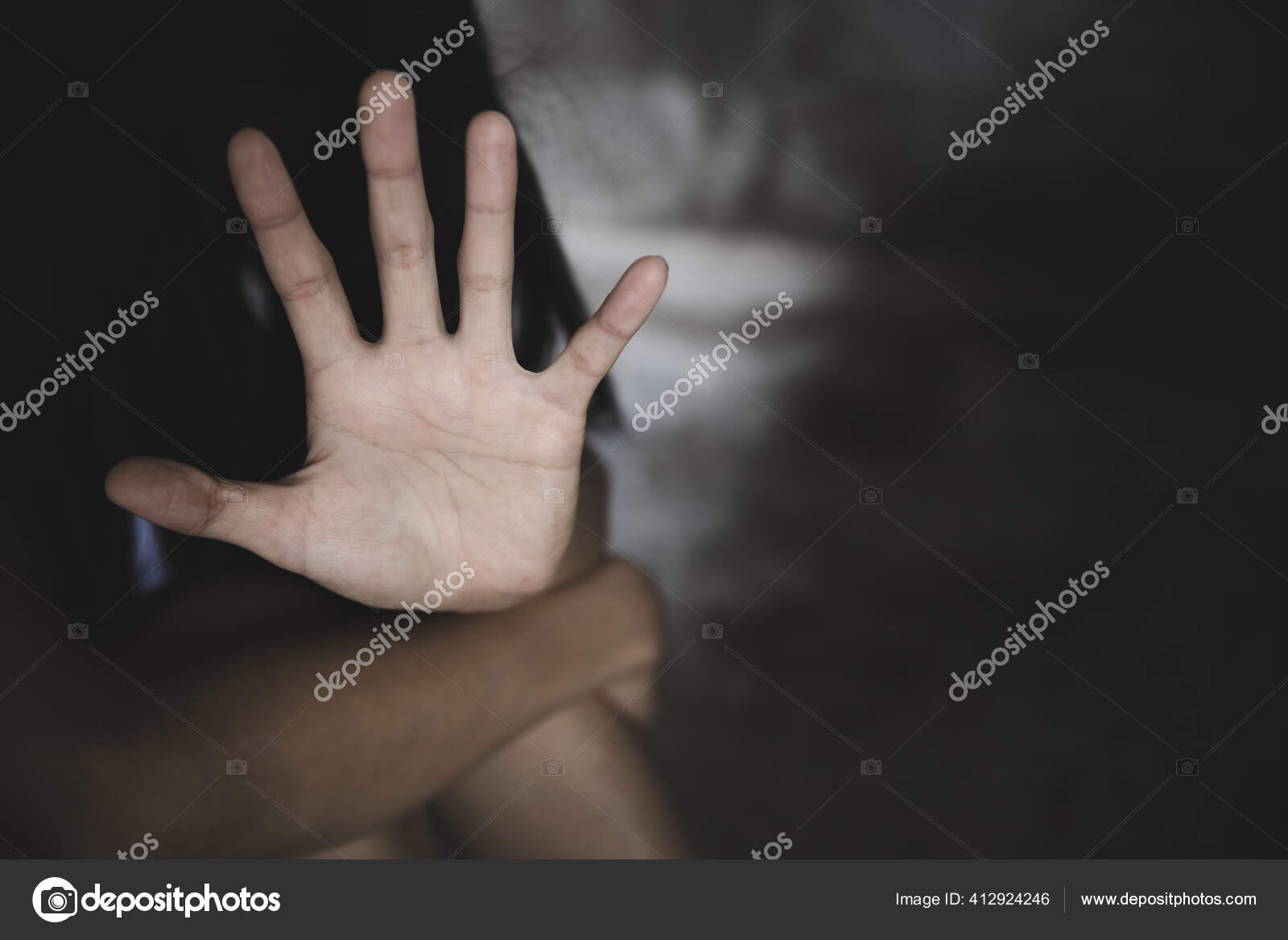 Woman Using Hand Palm Stop Stop Violence Women Campaign Concept — Stock ...