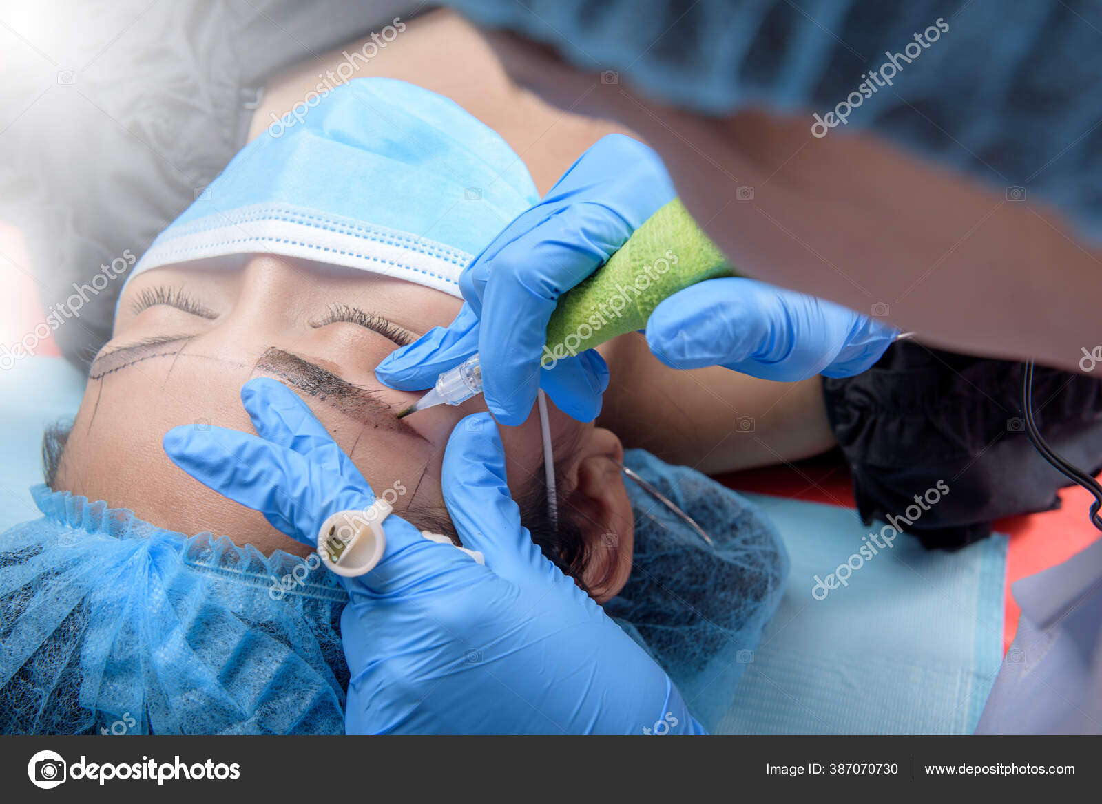 Microblading Eyebrows Workflow Permanent Makeup Eyebrows Having ...