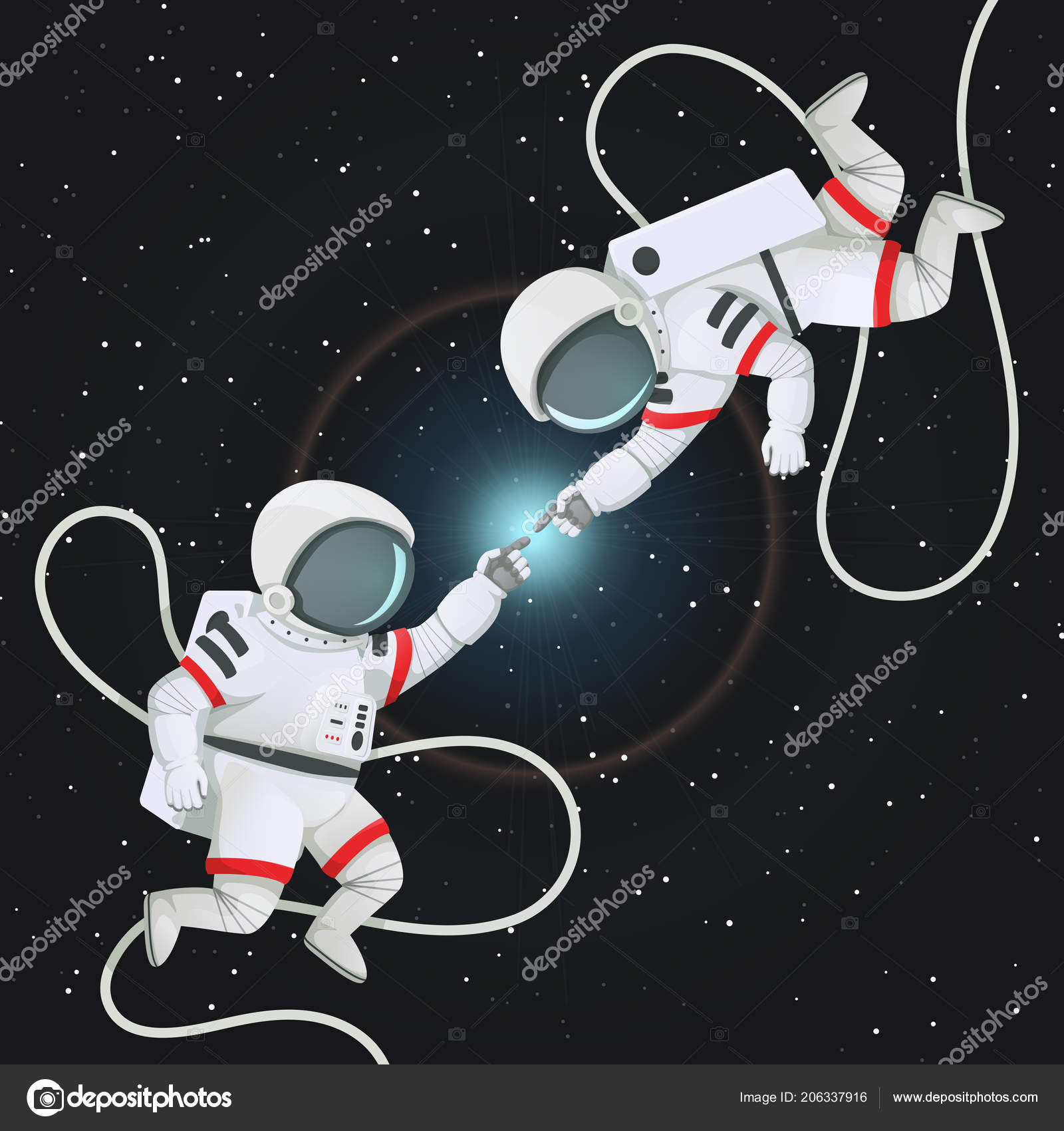 Two Astronauts Floating In Space