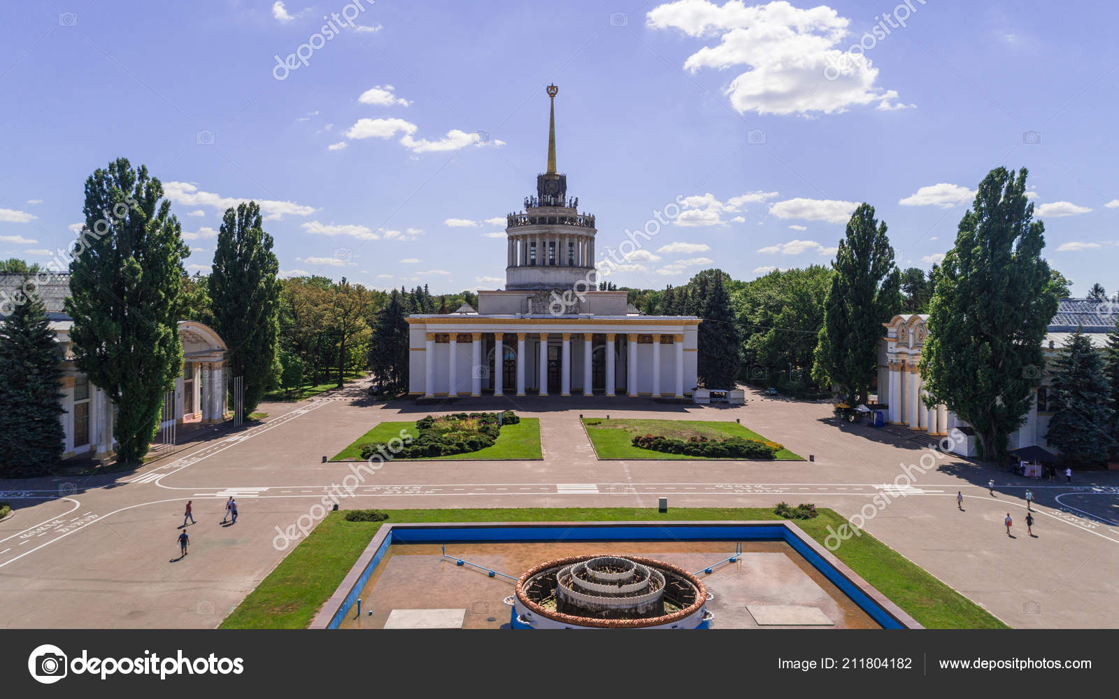 Aerial View Pavilion Ancient Building People Sky Trees Exhibition ...