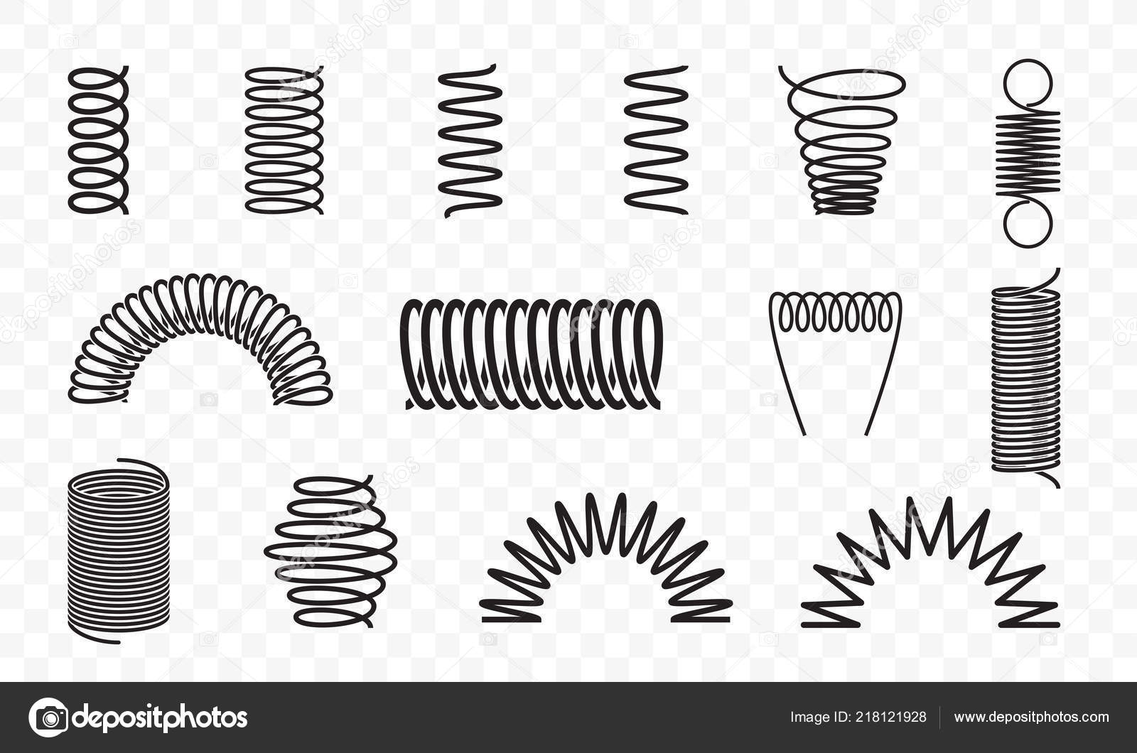 Spiral springs different shapes vector line icons — Stock Vector ...