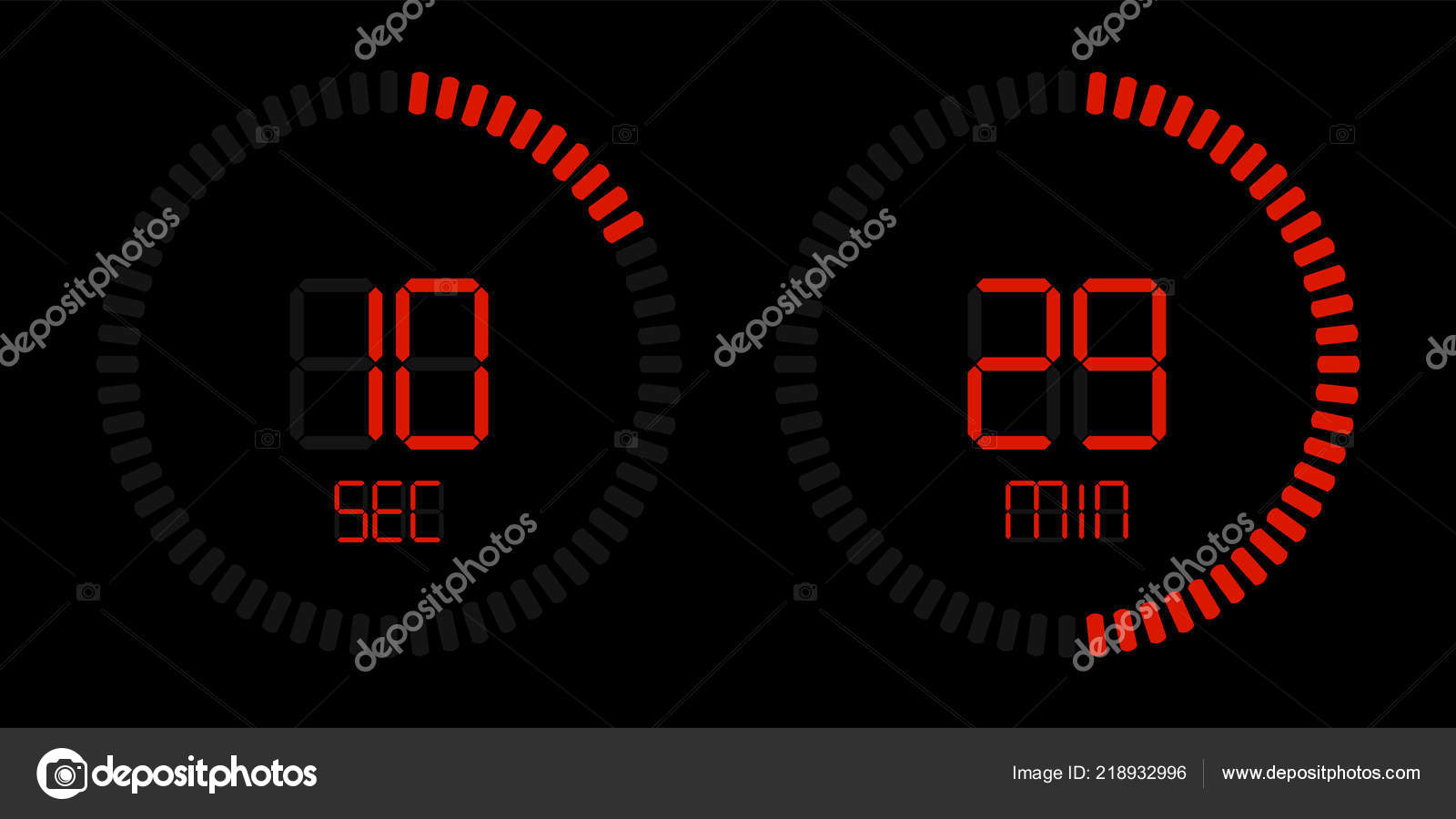 Stopwatch timer vector digital red countdown Stock Vector by ©avector 218932996