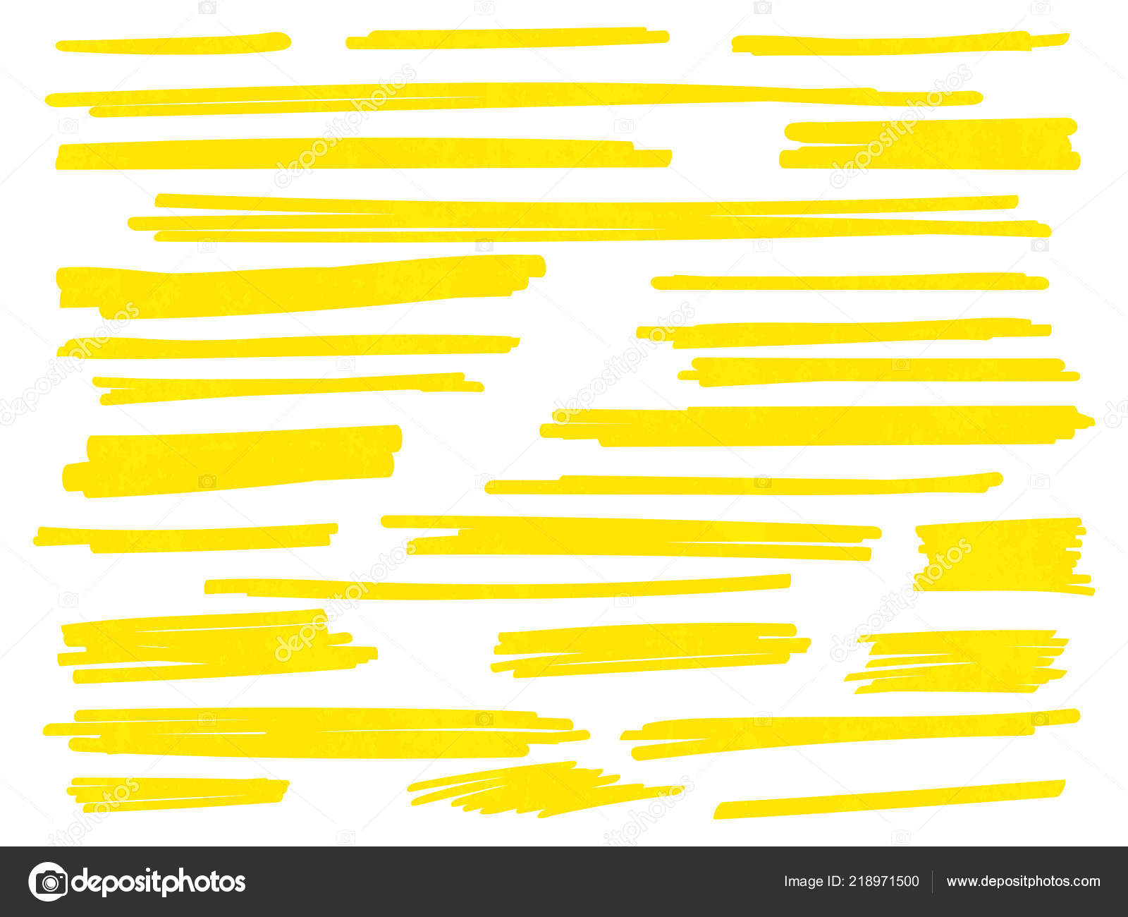 Amarillo resaltado marcador vector cepillo líneas conjunto Vector de ...