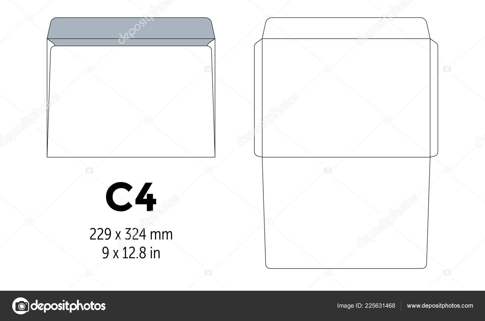 Envelope c4 template for a4, a5 paper with cut lines — Stock Vector ...