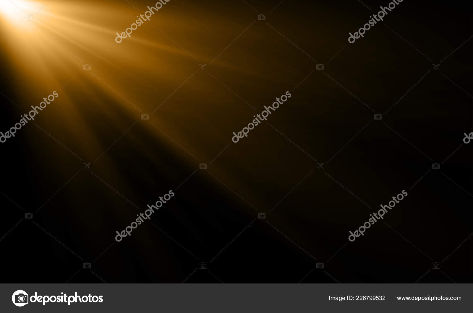 Golden light ray or sun beam vector background. Abstract gold light ...