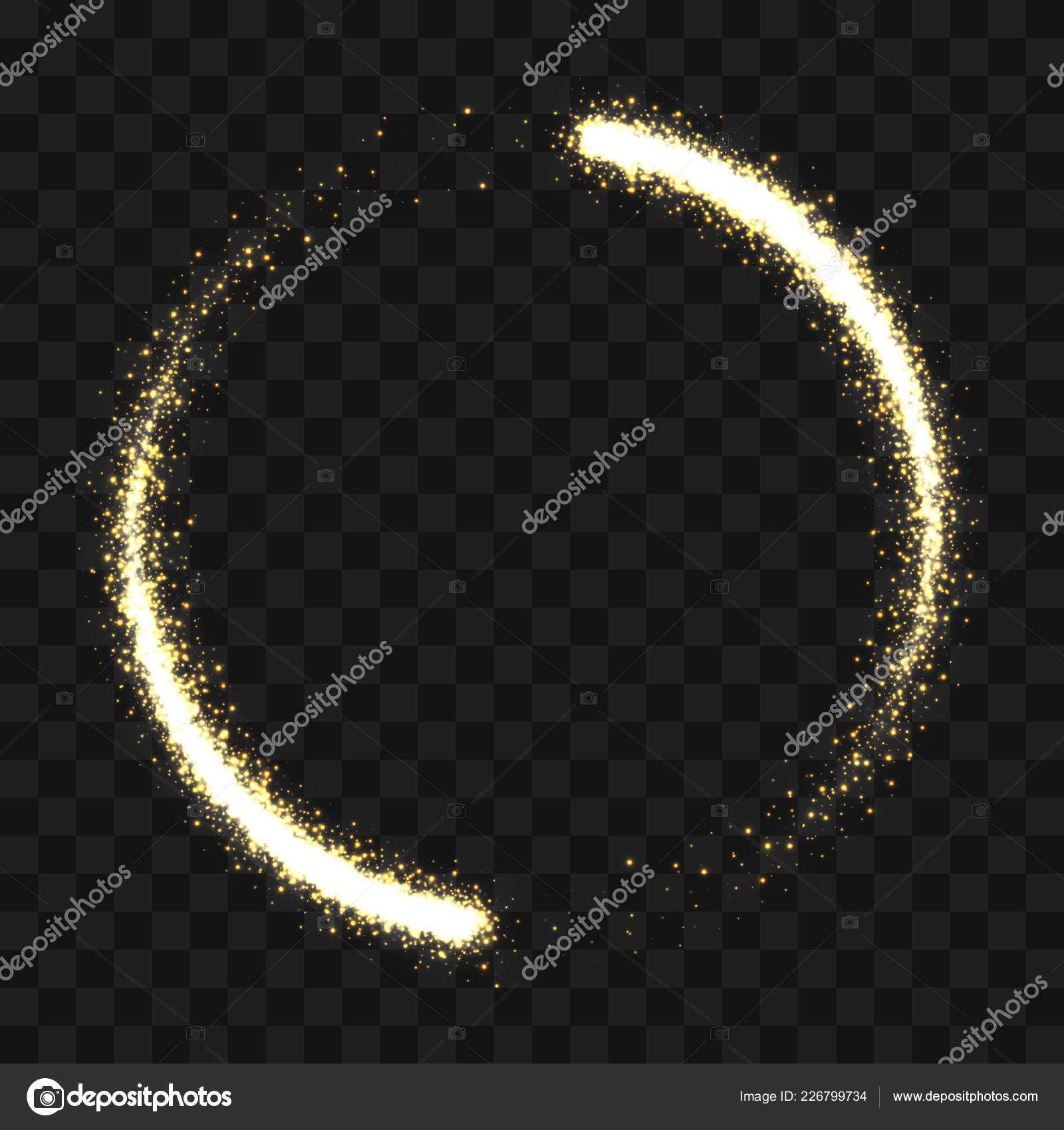 Círculo de brillo brillante de oro de partículas de luz giran. Vector ...