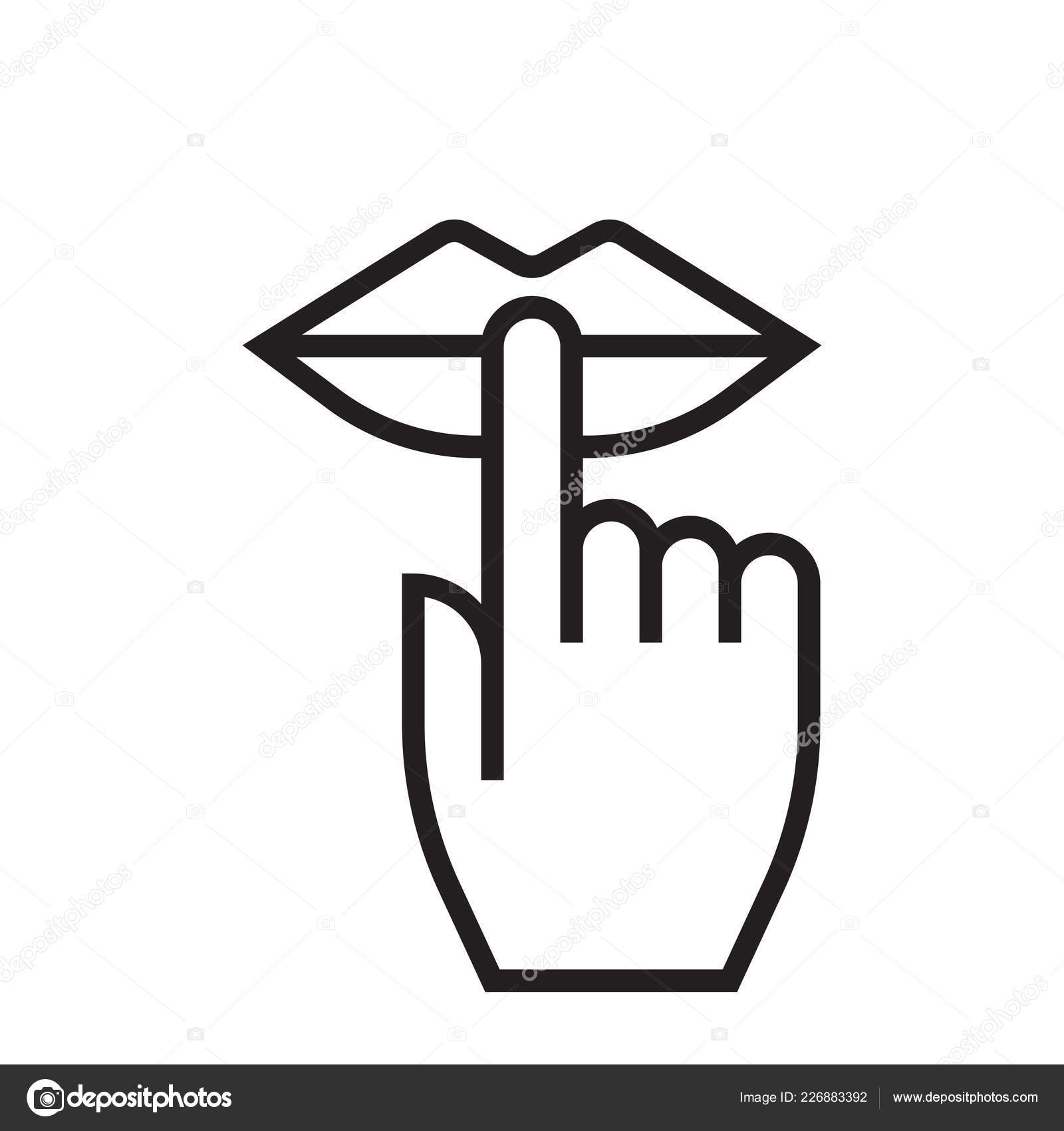 Keep silence and be quiet lips and finger silent sign, no noise vector ...