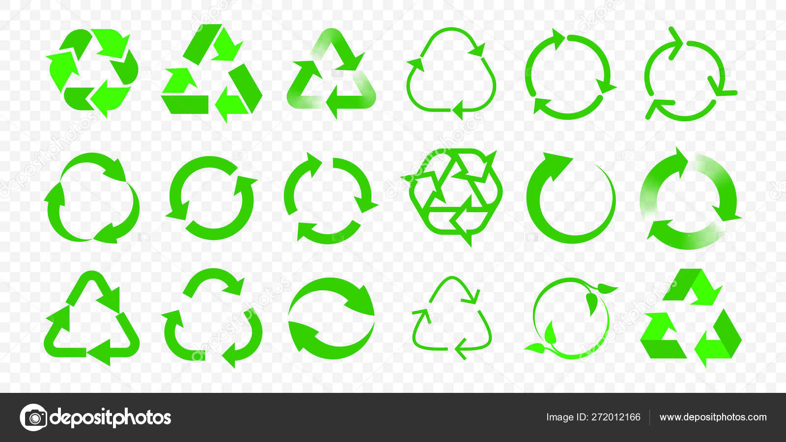 Recycle vector icons. Reuse eco arrow and bio garbage recycle green triangle signs set Stock ...
