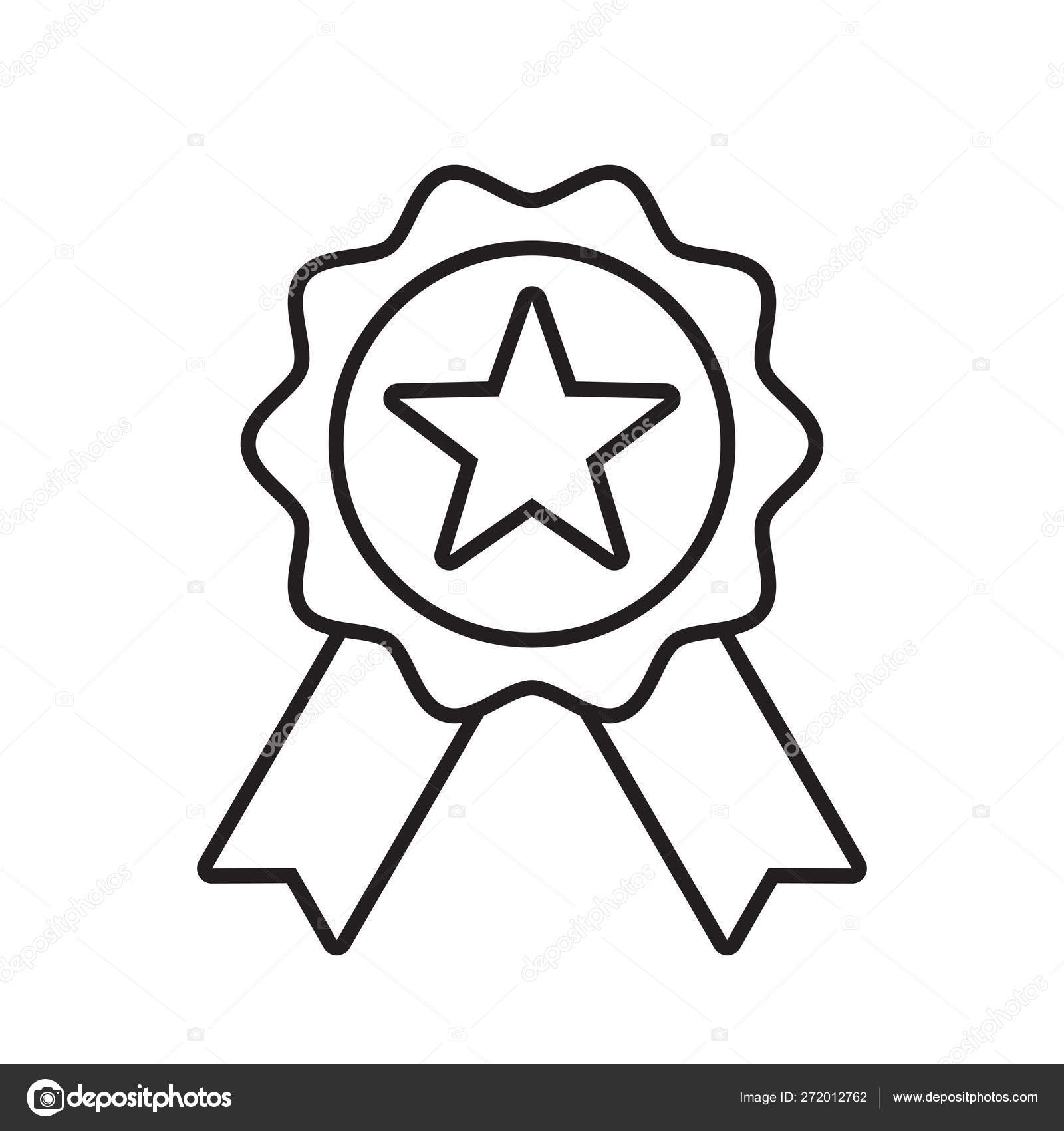 Icono de vector de grado de recompensa. Insignia de premio de cinta ...