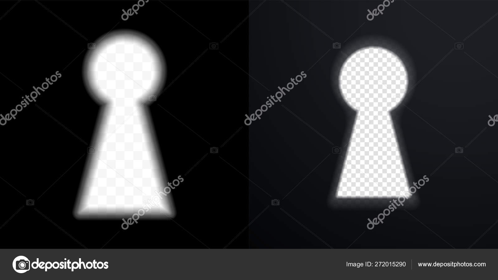 Keyhole vector icons. Door key hole with light glow blur on black and ...