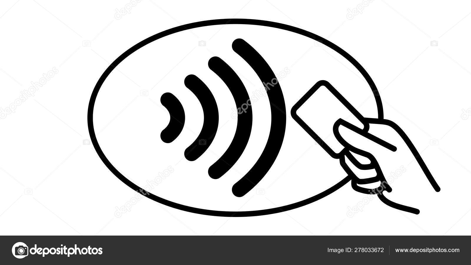 Contactless payment vector icon. Credit card and hand, wireless NFC pay ... Contactless payment vector icon. Credit card and hand, wireless NFC pay ...