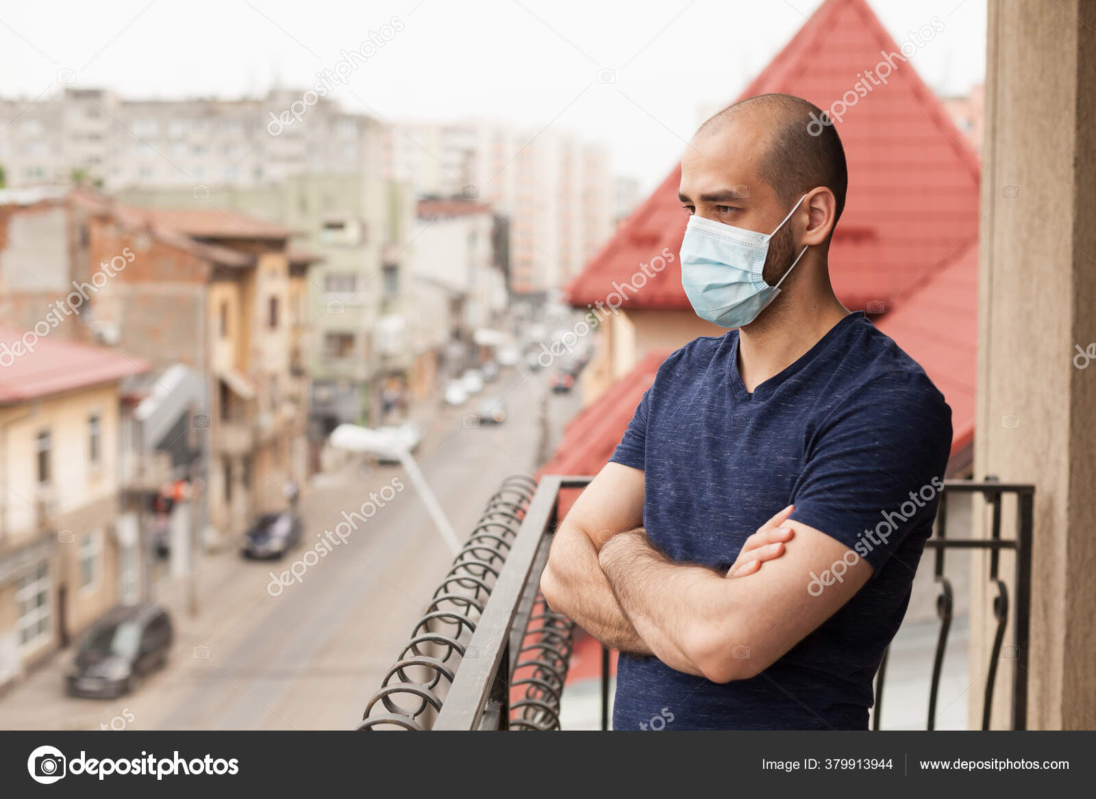 Man relaxing on balcony — Stock Photo © DragosCondreaW #379913944
