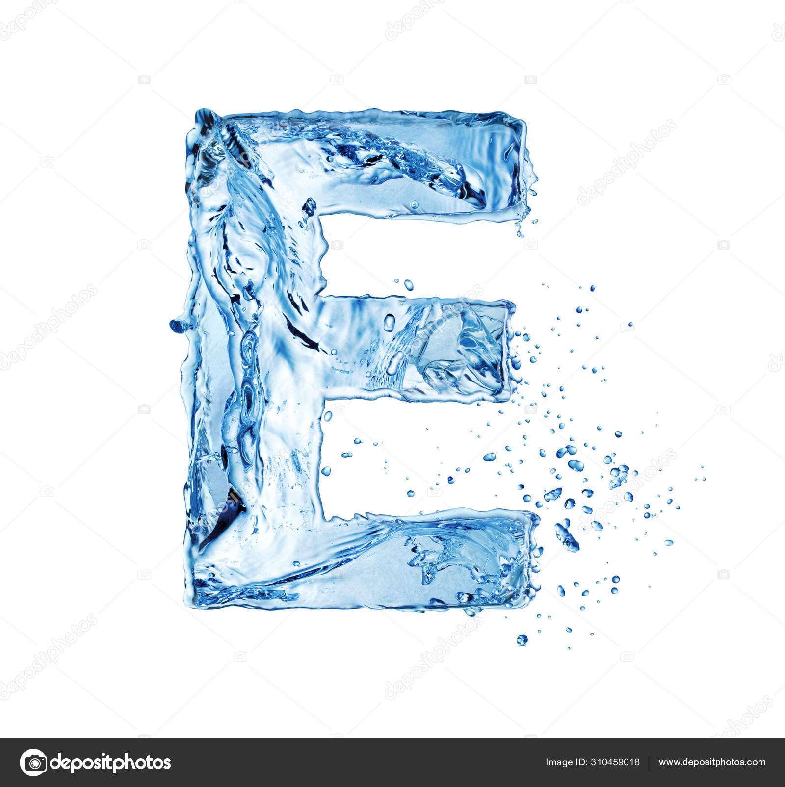 Water splash letter e — Stock Photo © Pineapple_Studio #310459018