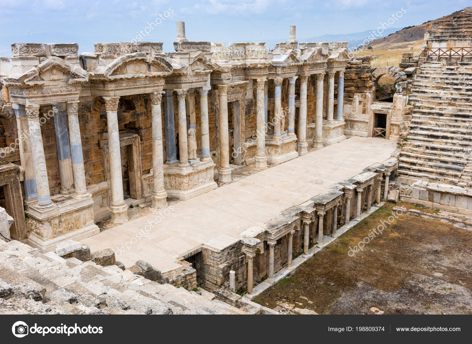 Columns Front Facade Greek Theatre Amphitheatre Hierapolis Pamukkale ...