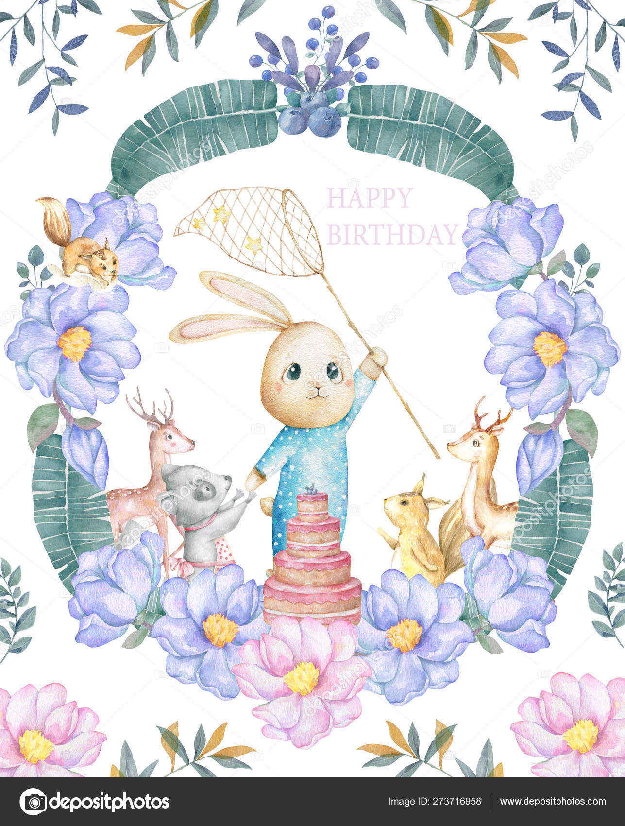 Watercolor isolated cute watercolor Bunny clipart. Nursery rabbit ...