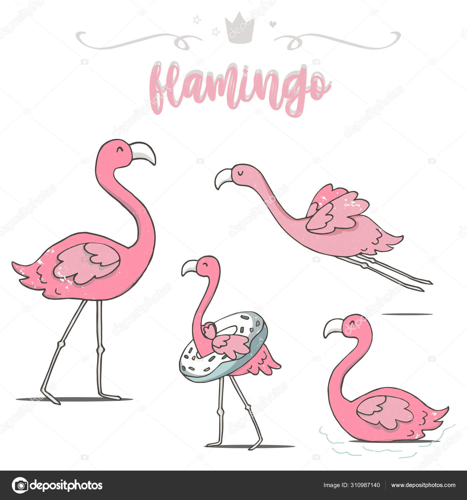 Cartoon Flamingo Flying