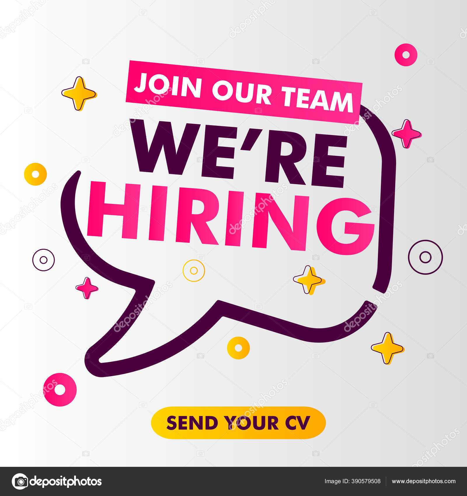 Loudspeaker with text were hiring on Quick Tips badge. Business concept ...