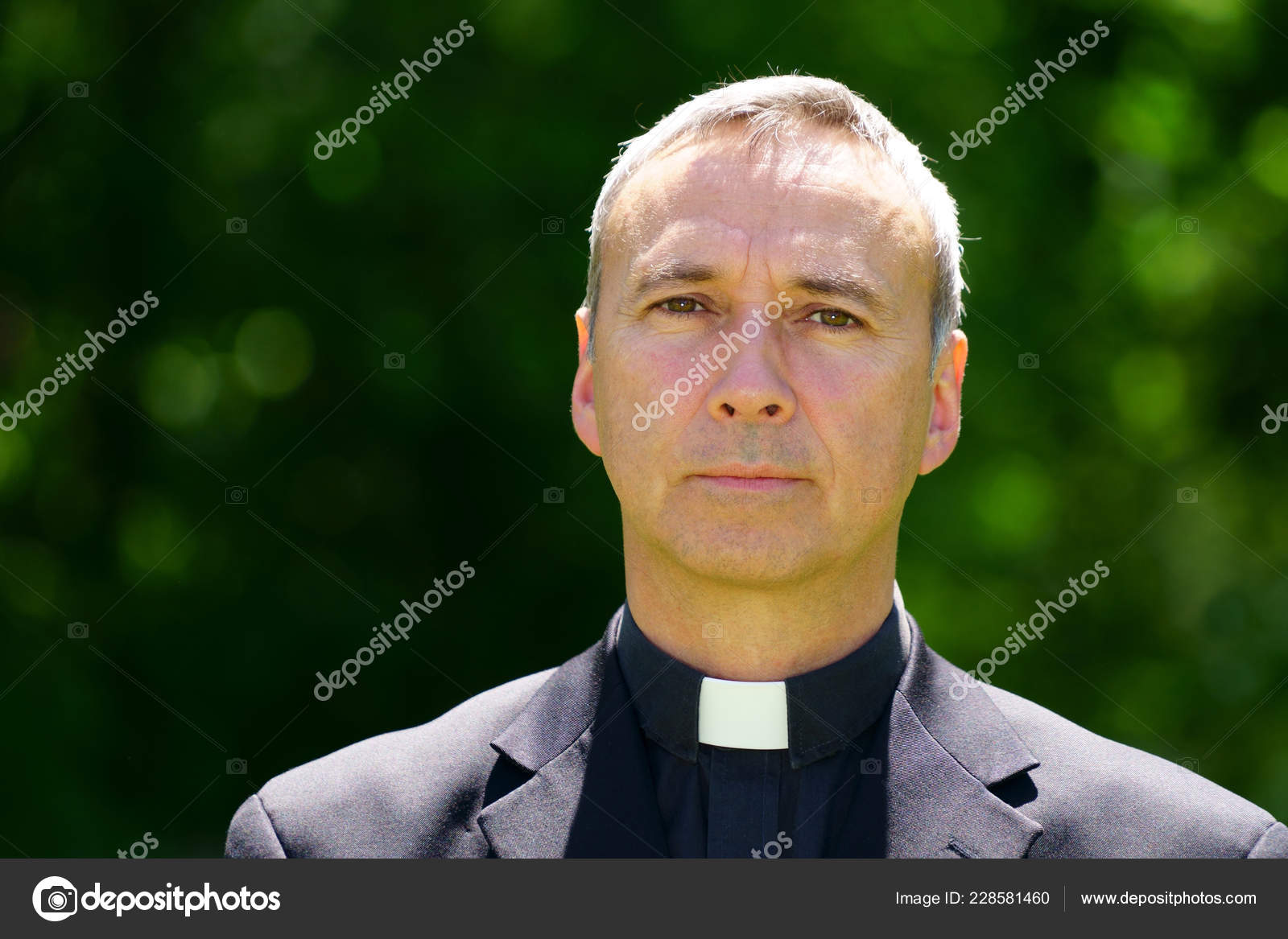 Good Looking Catholic Priest Standing Garden Looking Seriously Stock ...
