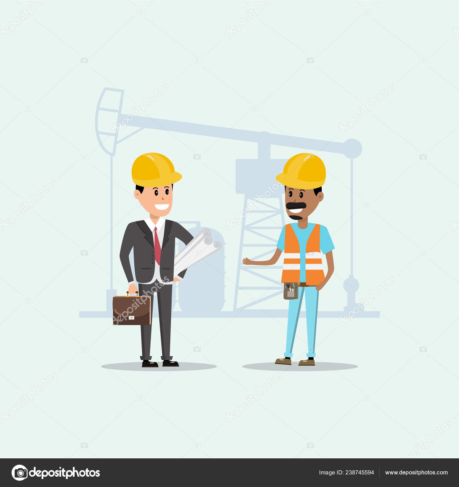Architect Foreman Engineering Construction Worker Manage Project Building Site Vector Stock ...