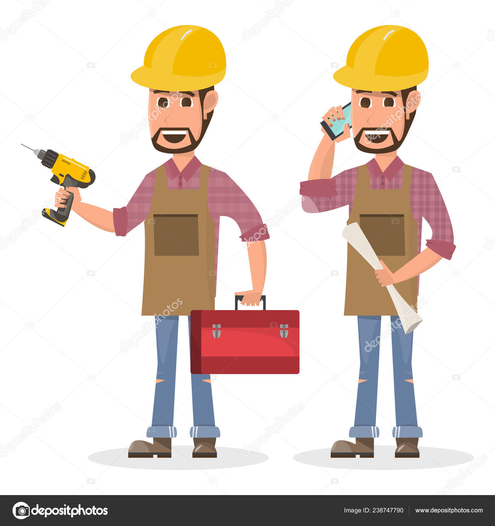 Architect Foreman Engineering Construction Worker Different Character ...