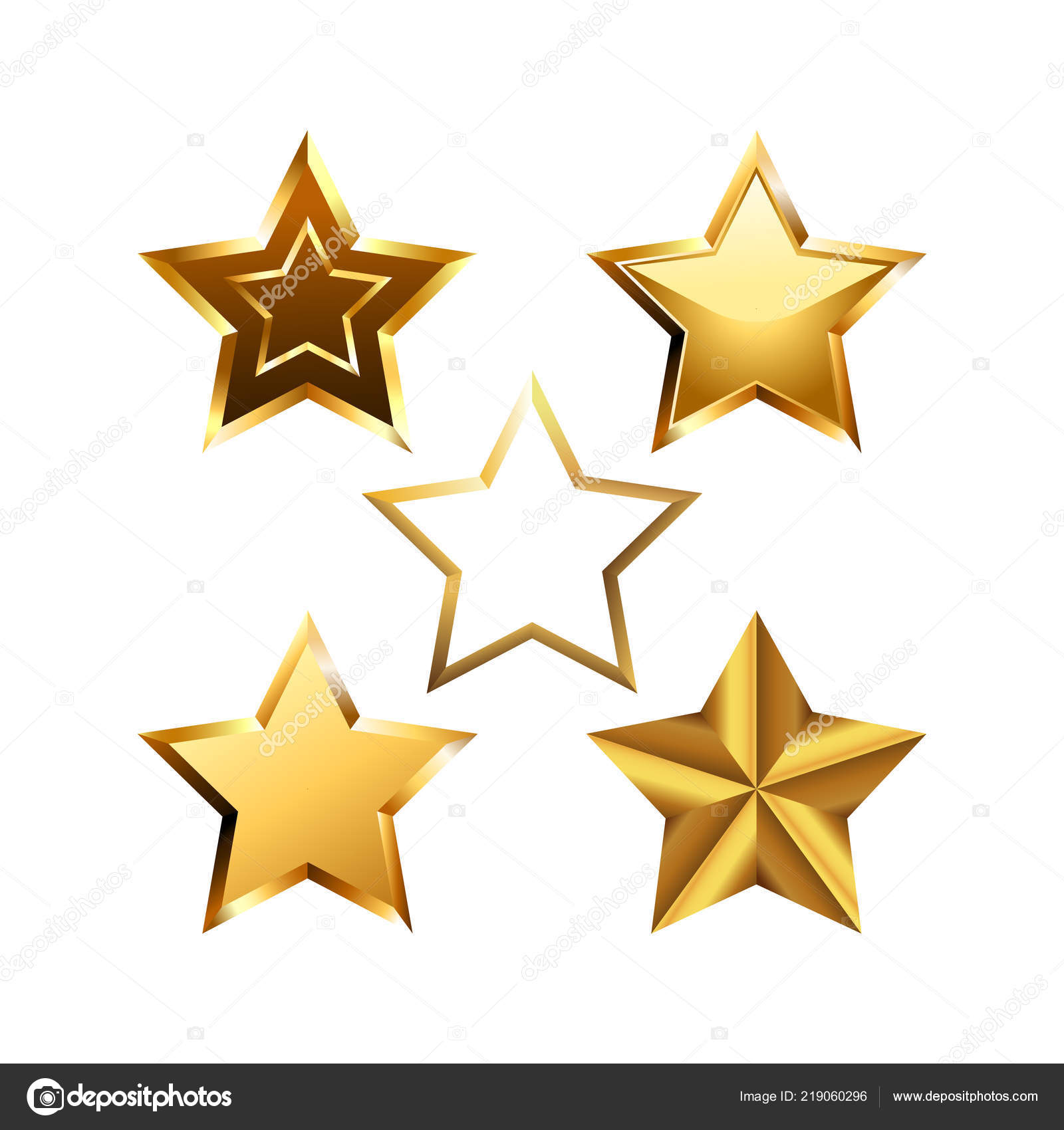 Vector set of realistic gold 3D stars for web, game, digital. Stock ...