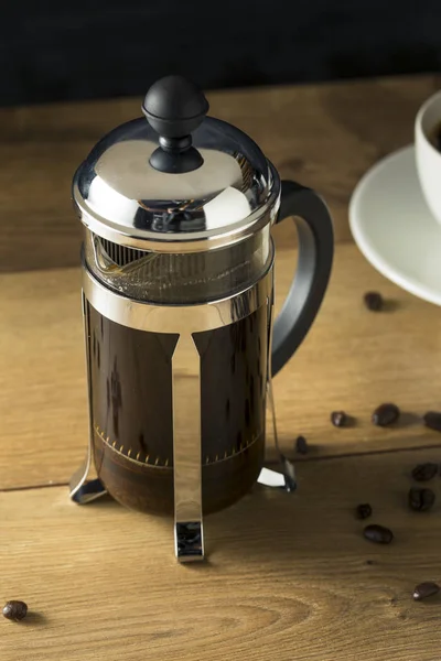 Warm Homemade French Press Coffee in a Cup - Stock Image - Everypixel