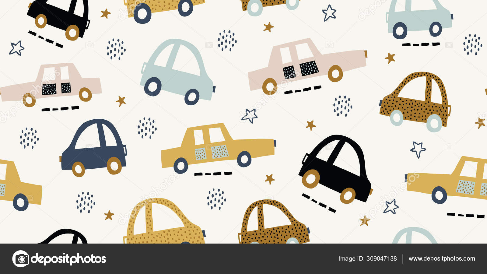 Kids handdrawn seamless pattern with colorful cars Stock Vector Image ...