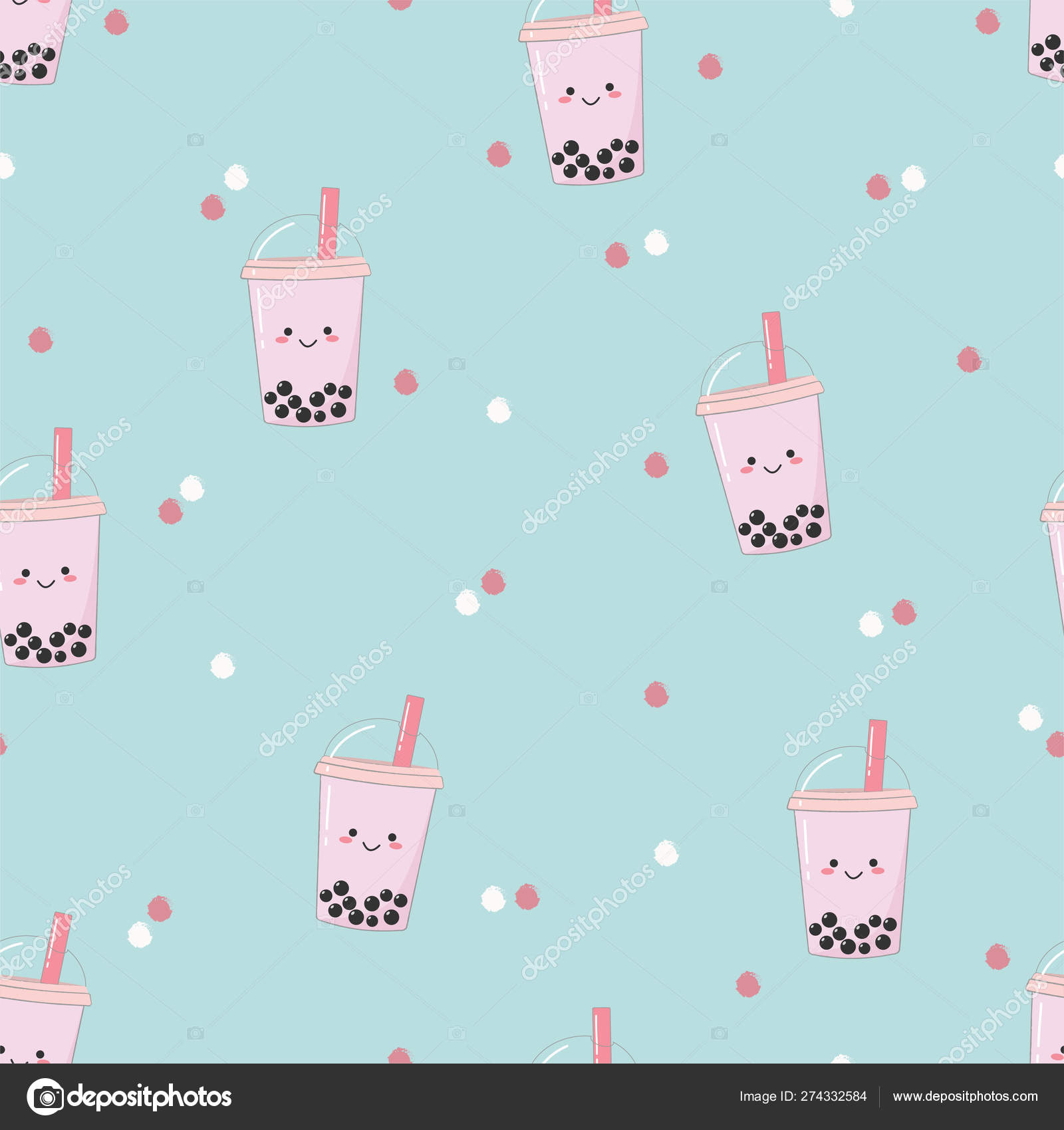Cute Seamless Bubble Milk Tea Pattern Background Stock Vector Image by ...