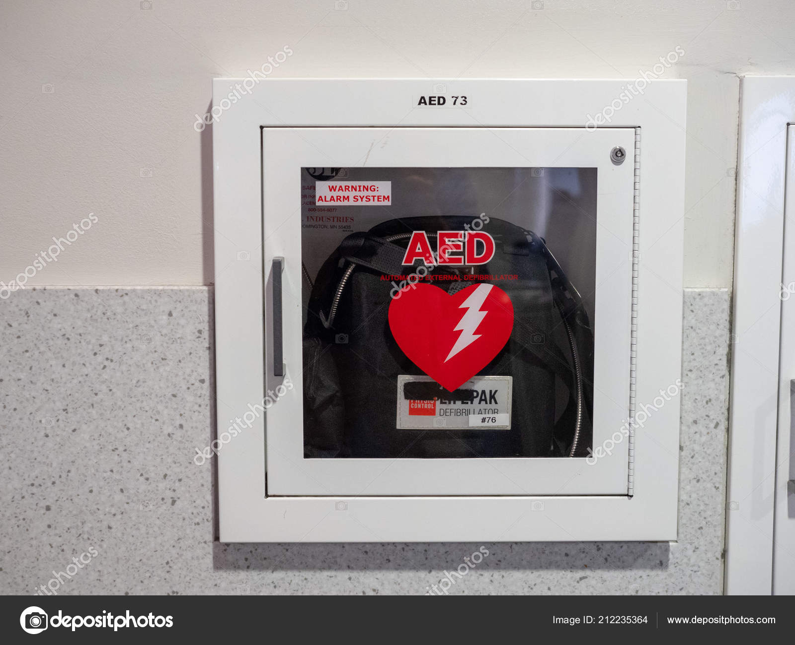 Automated external defibrillator AED machine at BWI Airport – Stock ...