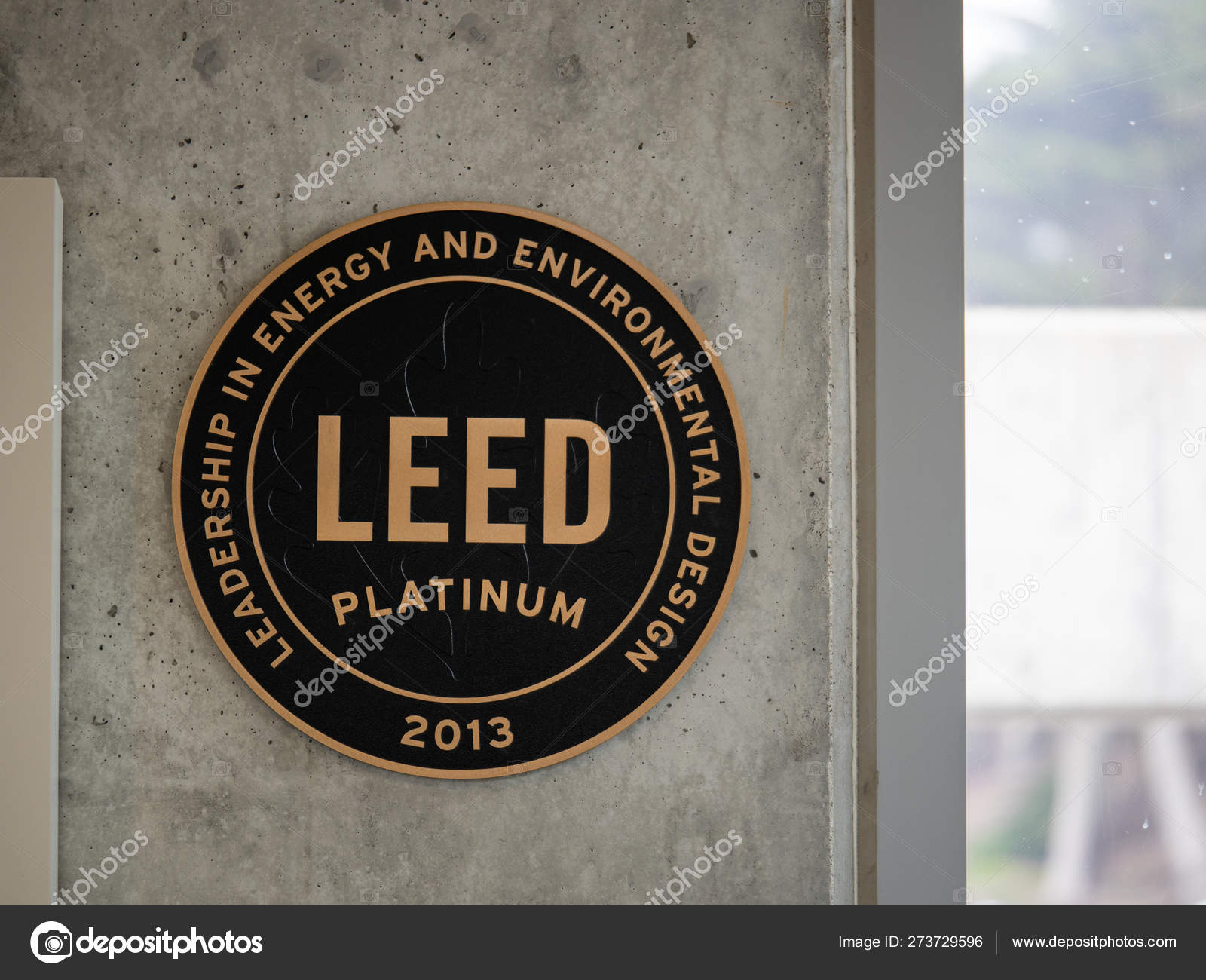 LEED platinum building certification on concrete wall on National Park ...