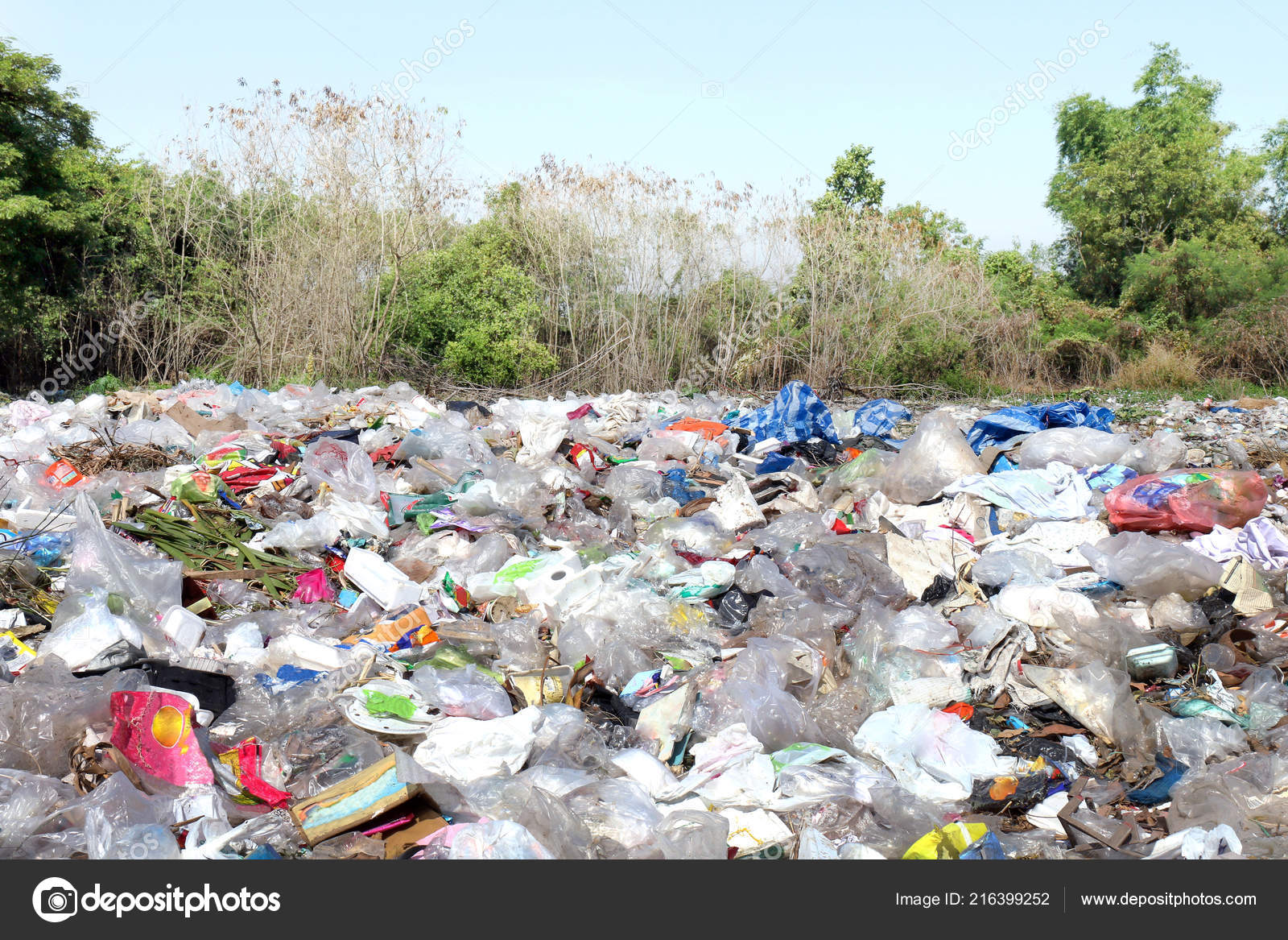 Garbage Waste Landscape Background Many Waste Garbage Plastic Bottle ...