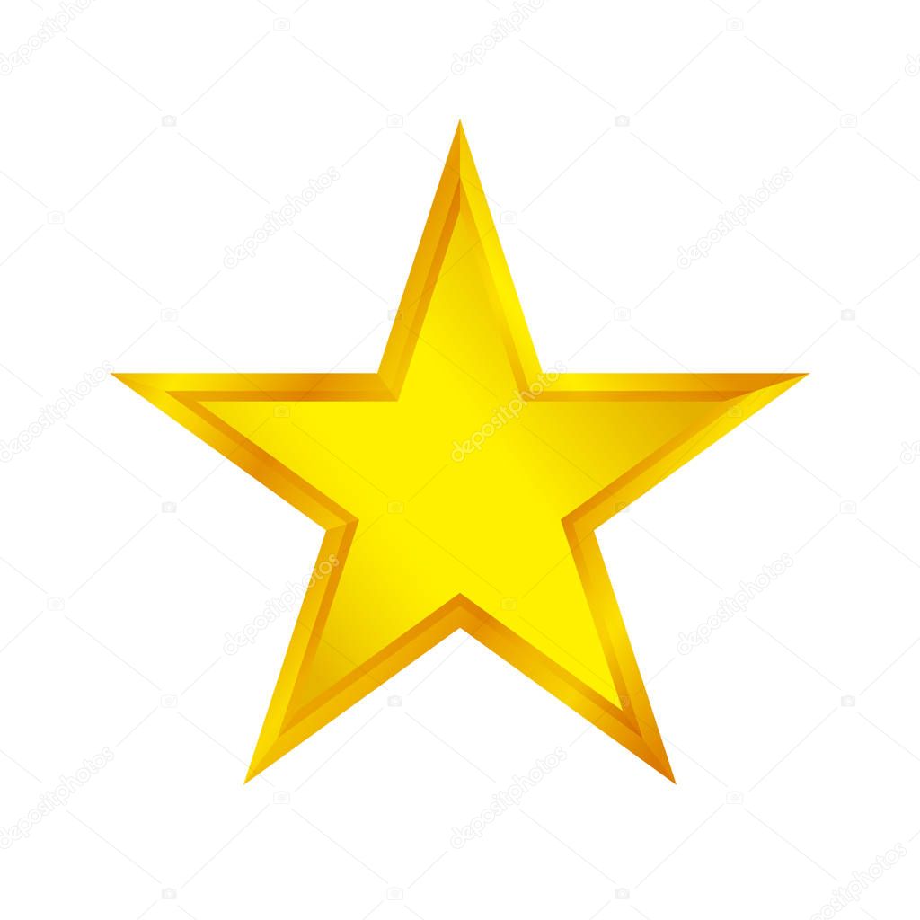 forma de estrella dorada aislada sobre fondo blanco, icono de estrella ...