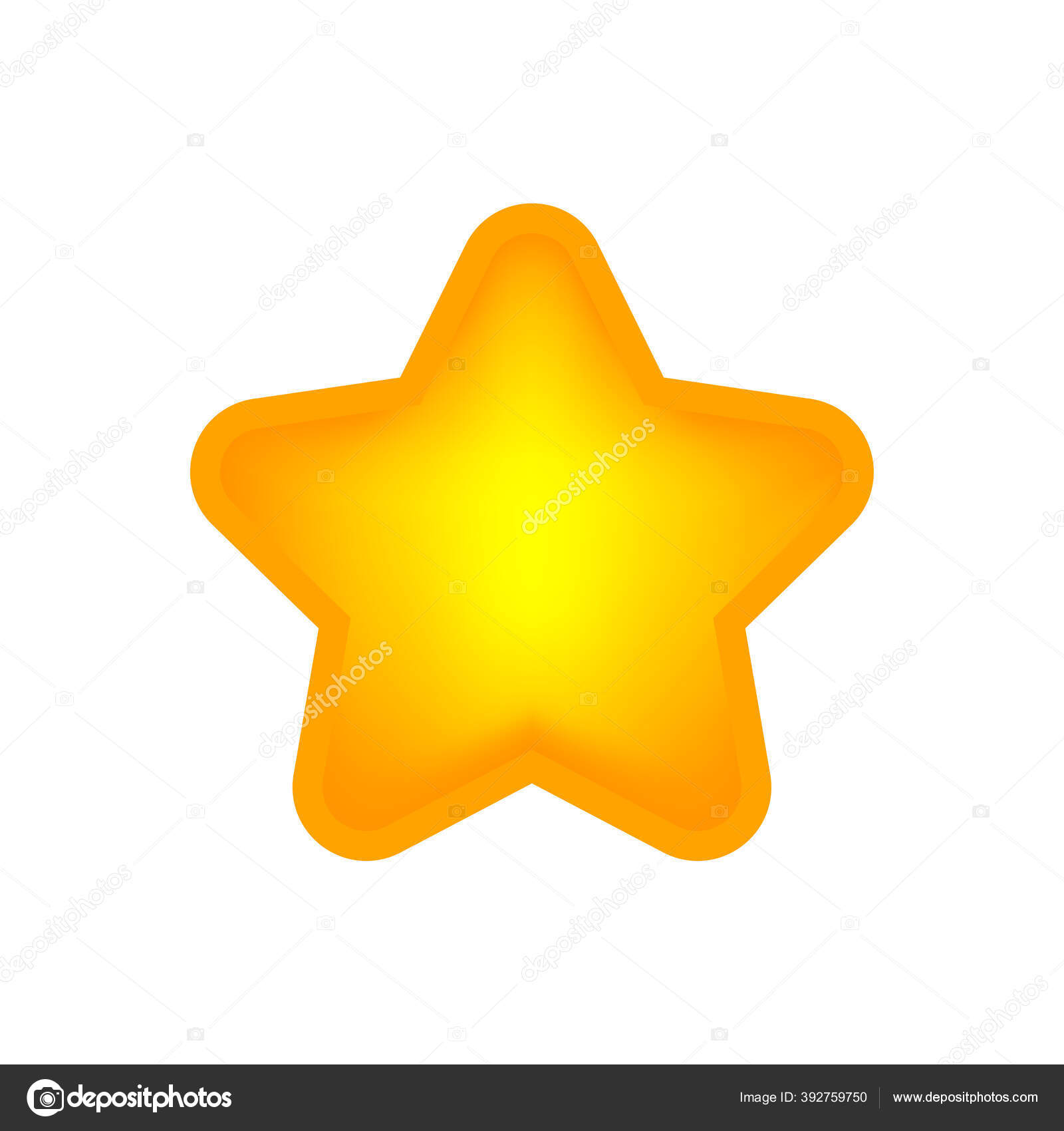 Glowing Star Shape Sign Isolated White One Star Cute Yellow Stock ...