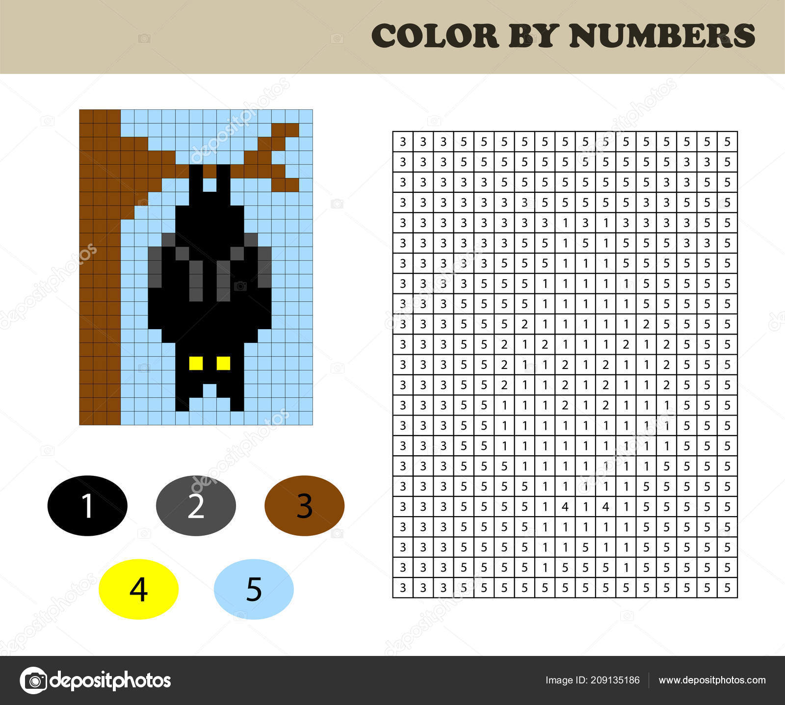 Color Numbers Education Game Children Coloring Book Numbered Squares ...