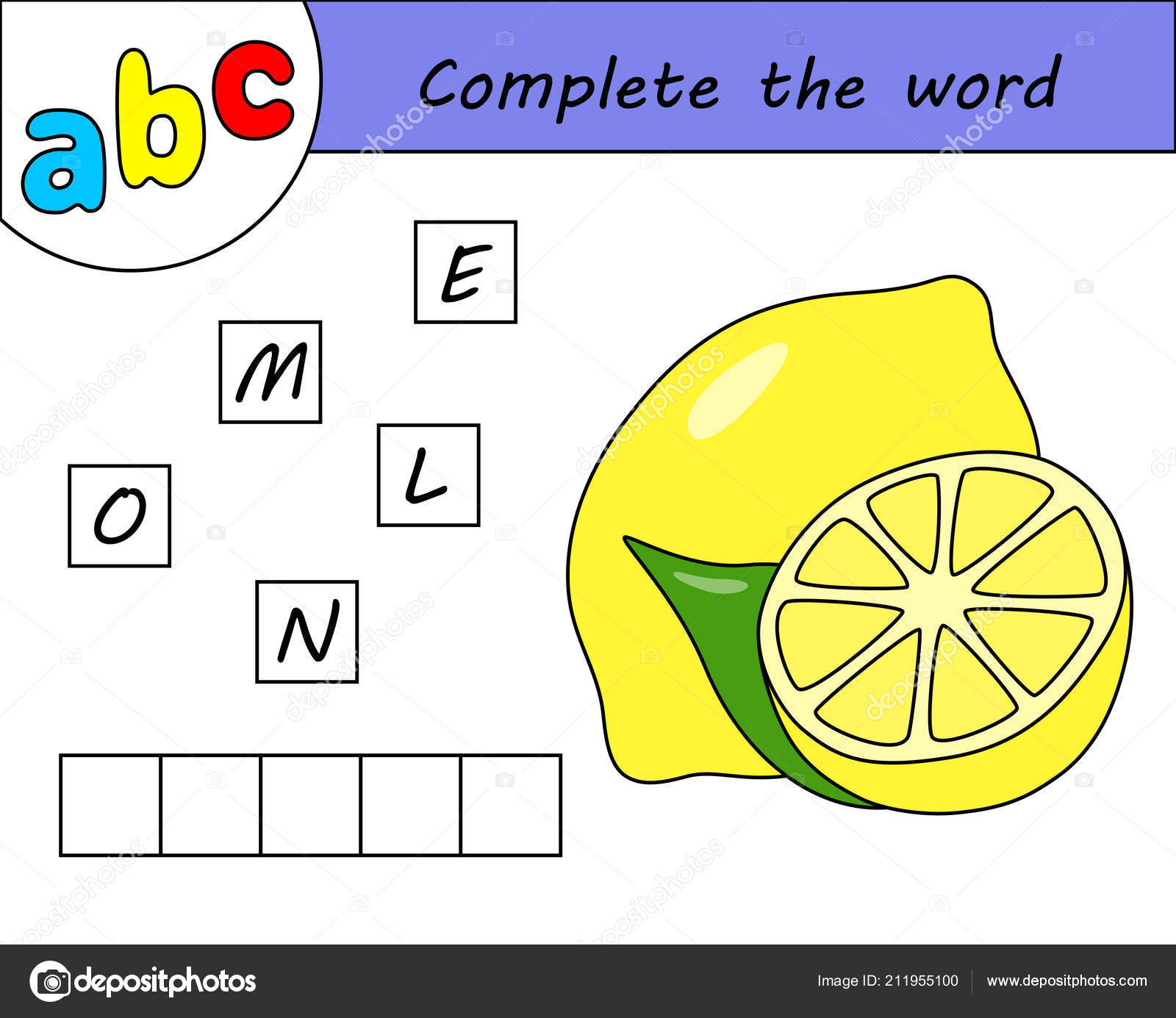 Kids Game Complete Word Learning English Alphabet Stock Vector Image by ...