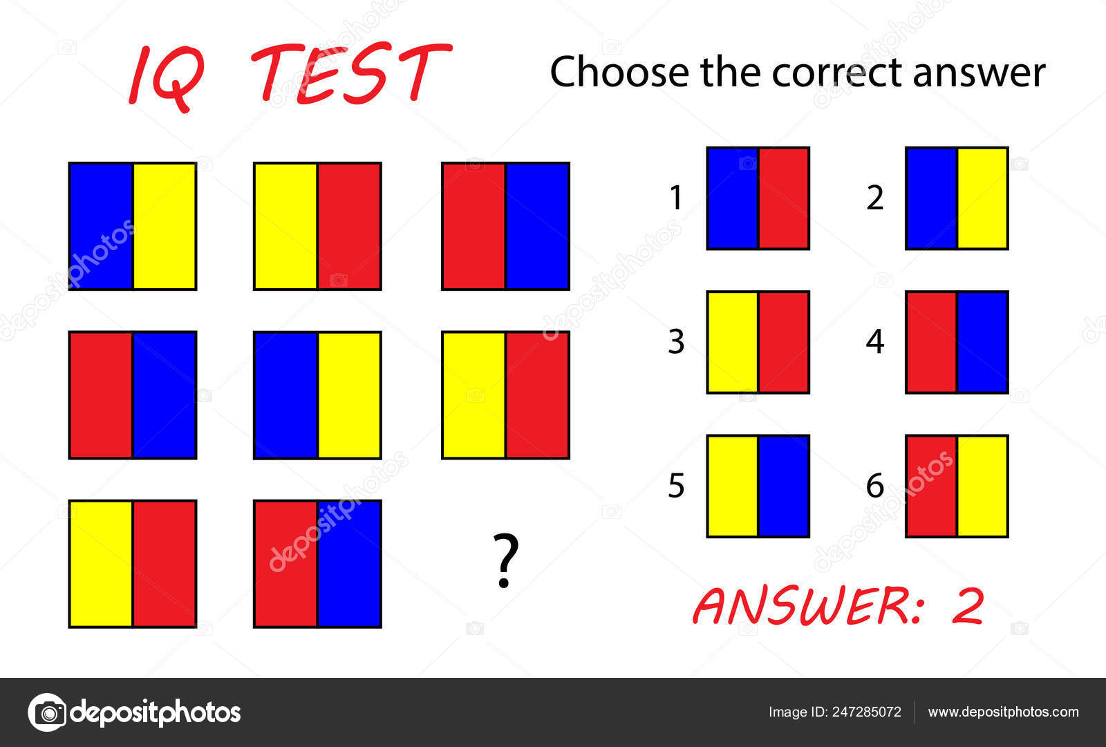 Test Kids Choose Correct Answer Logical Task Educational Game Vector ...