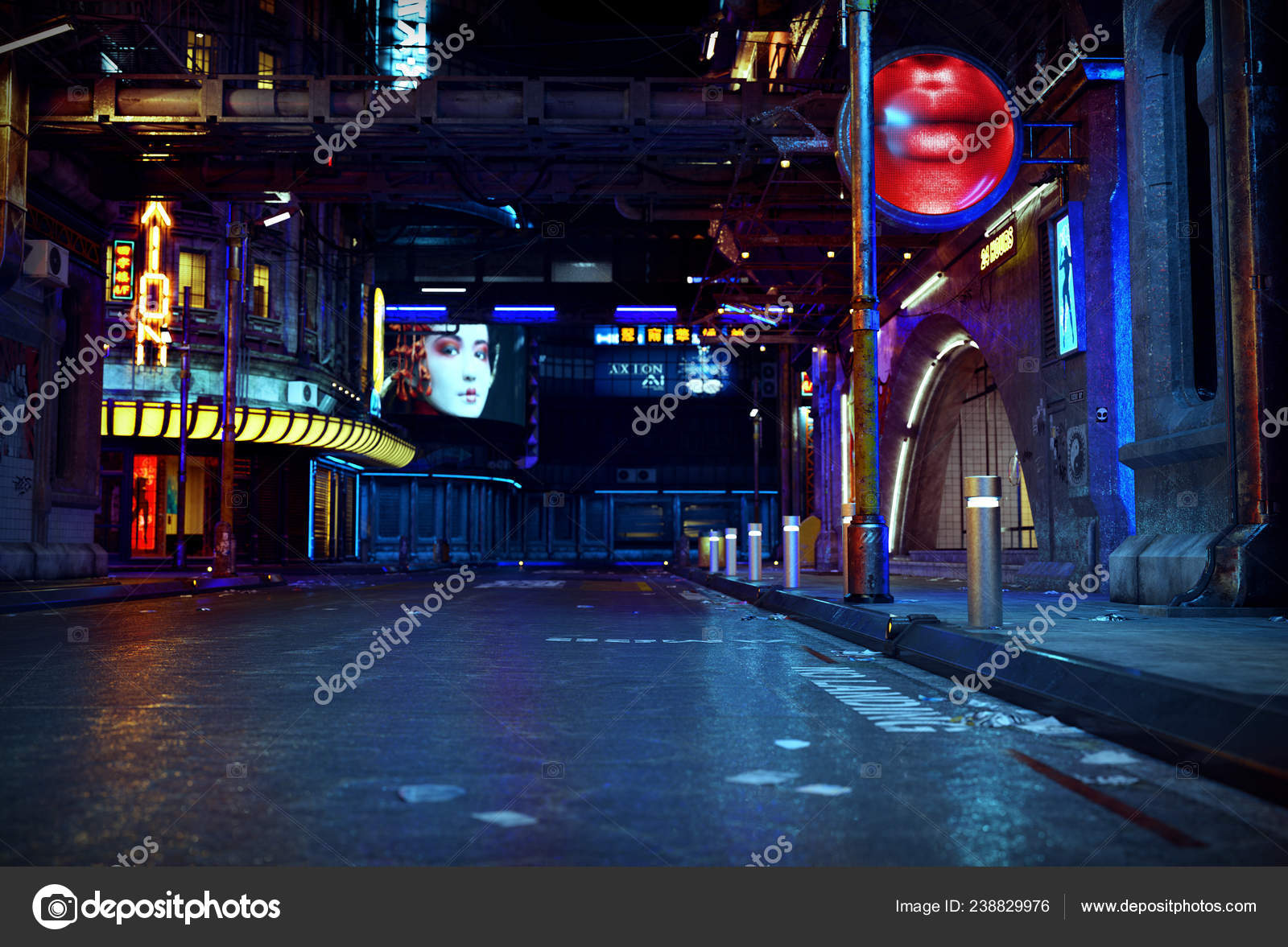 Cyberpunk Sci Street Night — Stock Photo © Ravven #238829976