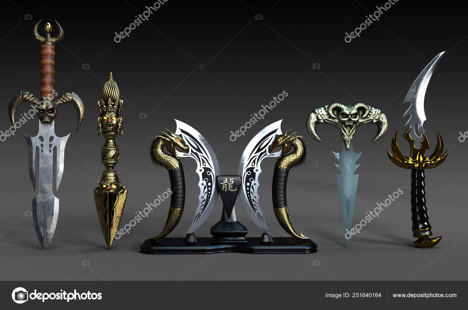 Cgi Fantasy Weapons Daggers Other Bladed Weapons Exotic Stock Photo by ...