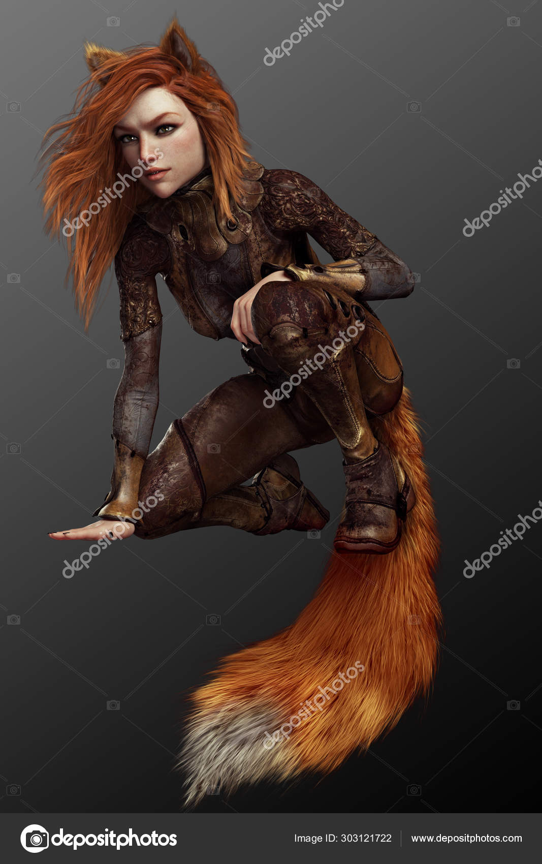 Kitsune Fox Archer Armadura Cuero: fotografía de stock © Ravven ...