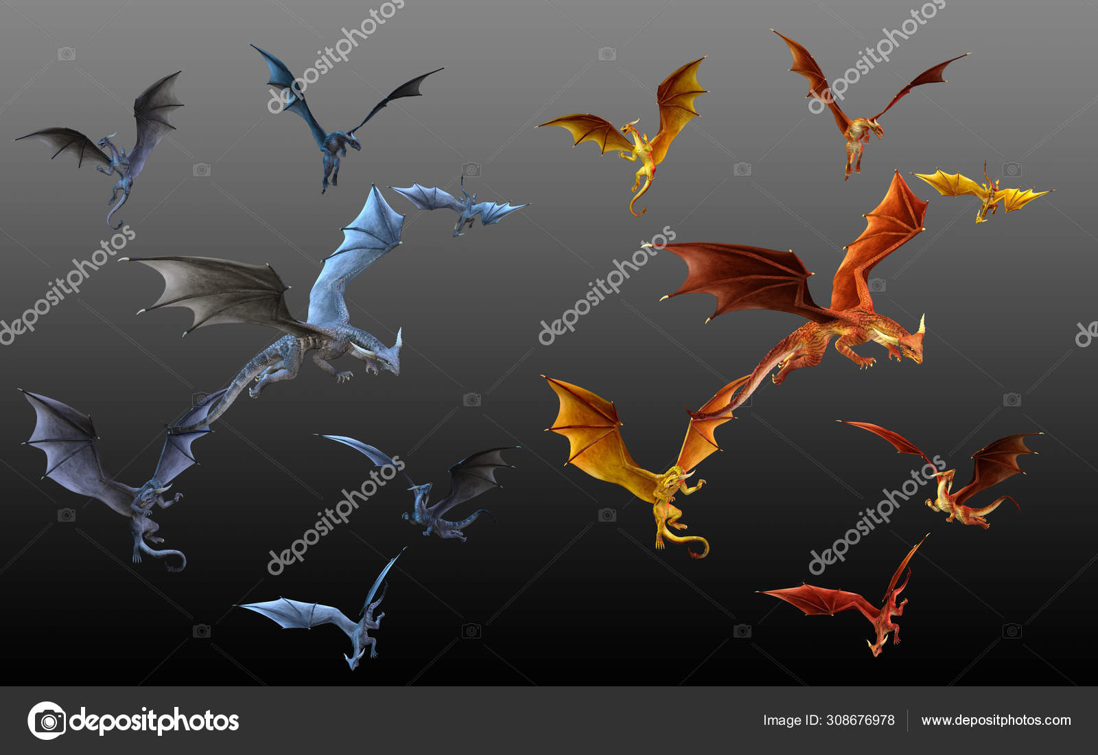 Flight Dragons Two Colors Stock Photo by ©Ravven 308676978