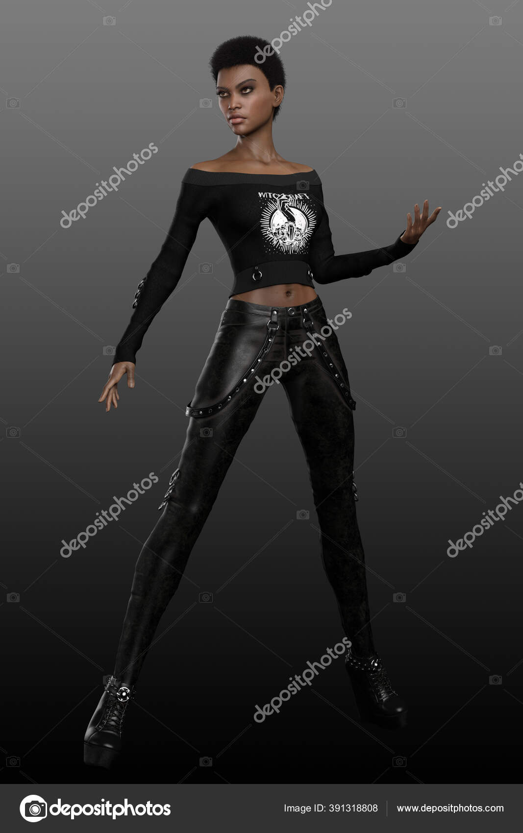 Young Poc Punk Goth Girl Short Natural Hair — Stock Photo © Ravven ...