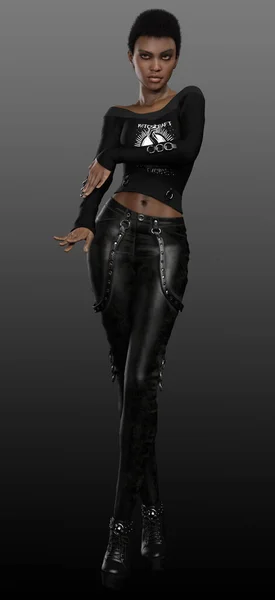 Young Poc Punk Goth Girl Short Natural Hair — Stock Photo © Ravven ...