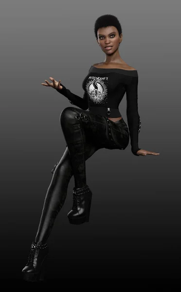 Young Poc Punk Goth Girl Short Natural Hair — Stock Photo © Ravven ...