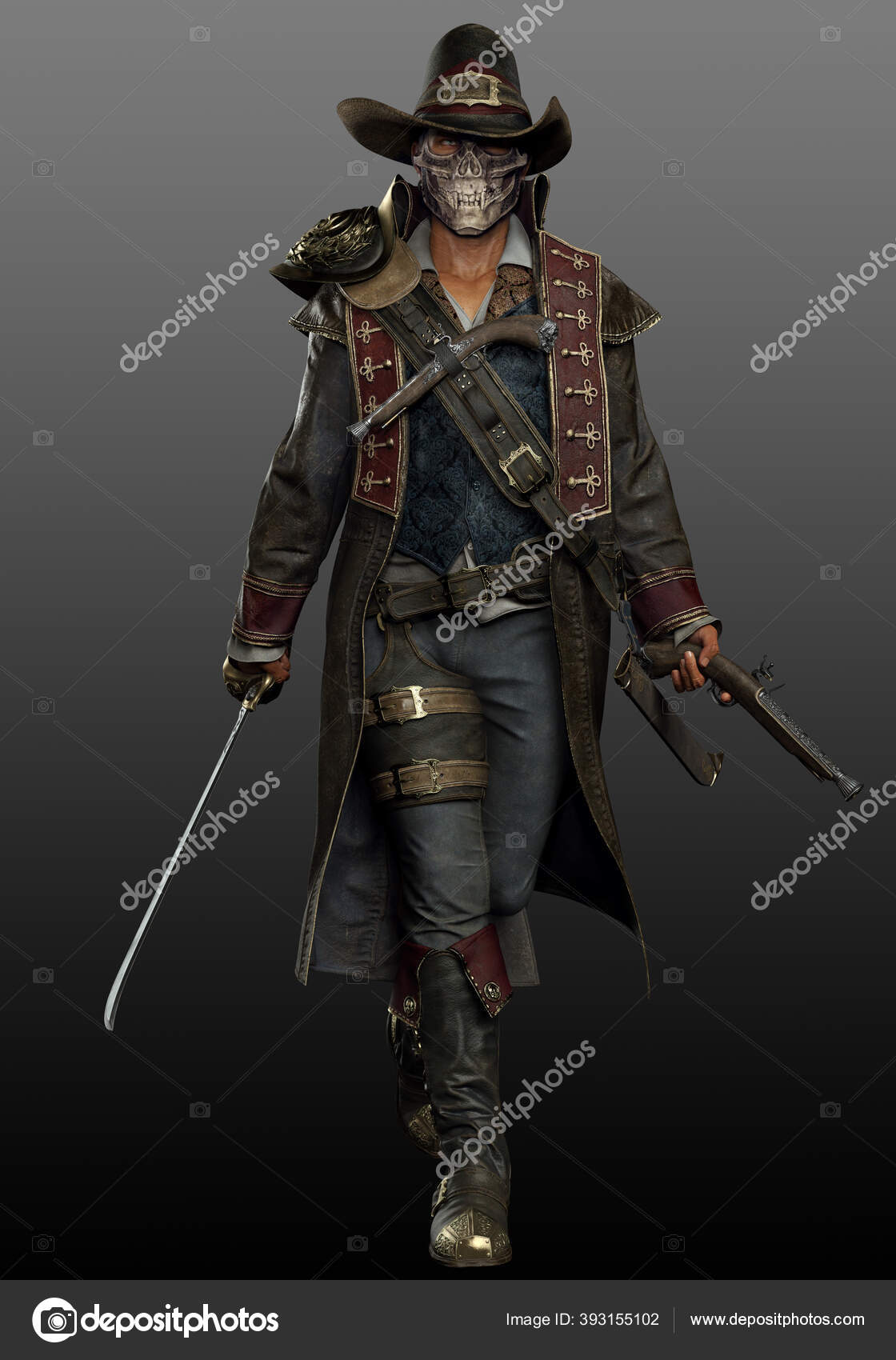 Steampunk Skinnrustning Ulvemester Eller Hettekledd Assin Med Svart