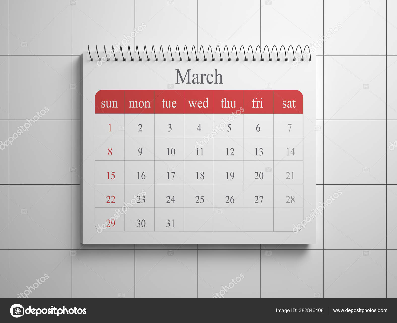 2020 Calendar Horizontal Composition Copy Space 3Rd Render — Stock ...